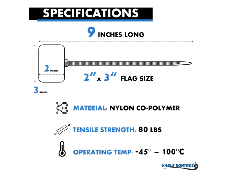Kable Kontrol® Large ID Flag Cable Zip Ties