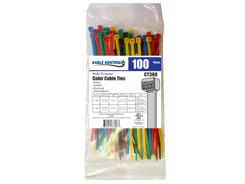 Kable Kontrol® Assorted Cable Zip Tie Kits - Multicolored & Multi-Length