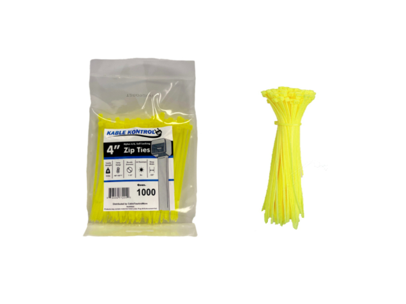 Fluorescent Yellow Zip Ties | Nylon Self-Locking Cable Ties - 4” to 14