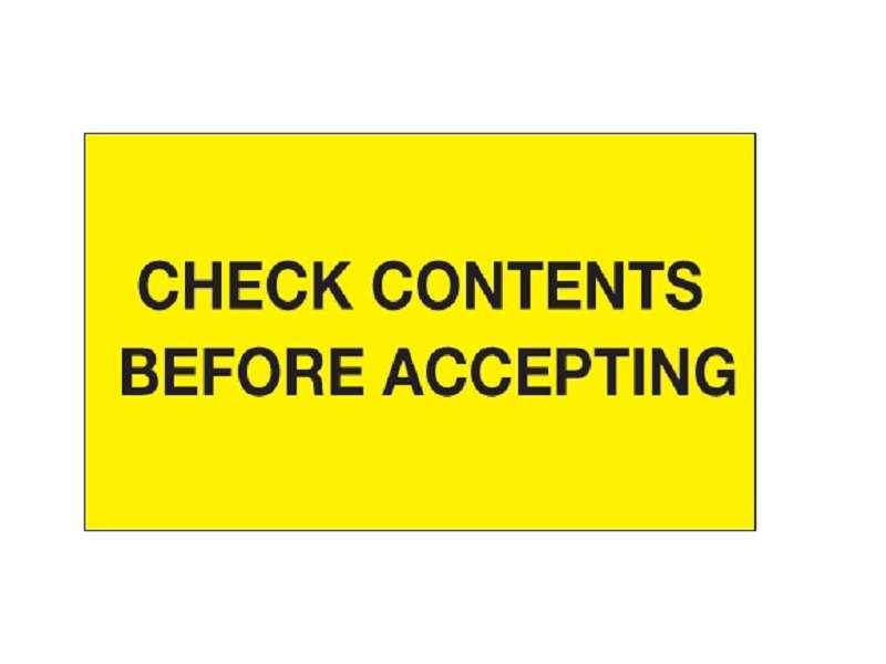 Check Contents Before Accepting Fluorescent Yellow Labels