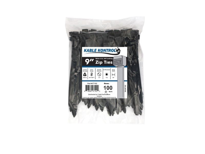 9 Inch Zip Ties | Nylon Cable Ties in Multiple Colors & Strengths
