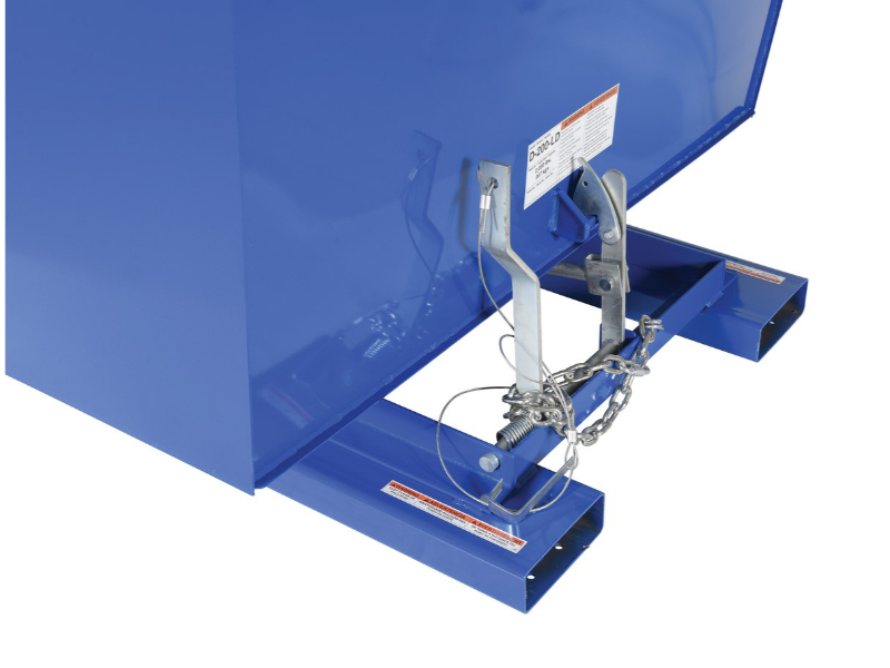 Vestil® Steel Self-Dumping Hoppers with Bumper Release - D Style - Blue