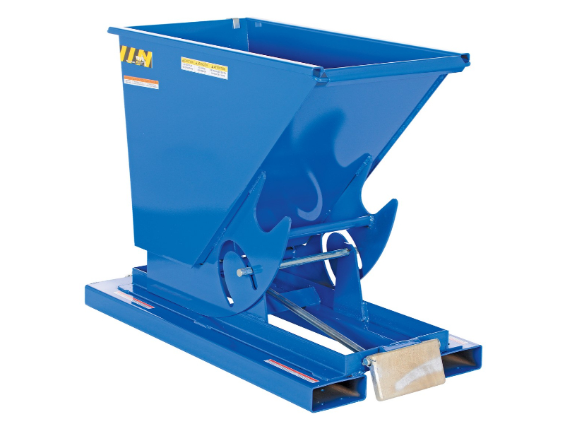 Vestil® Steel Self-Dumping Hoppers with Bumper Release - D Style - Blue