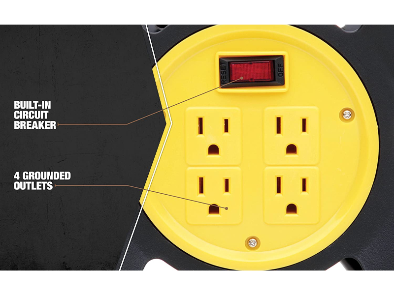 Woods Designers Edge Extension Cord Storage Reel With Multi-Outlet Adapter