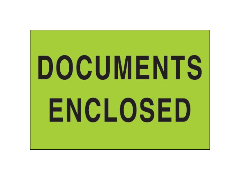Documents Enclosed Fluorescent Green Labels Features