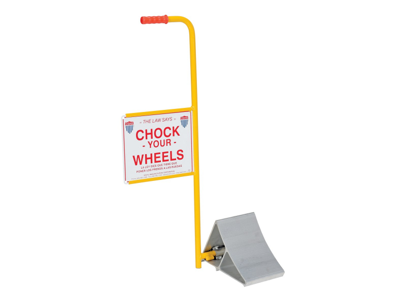 Vestil® Aluminum Wheel Chock with Handle and Sign