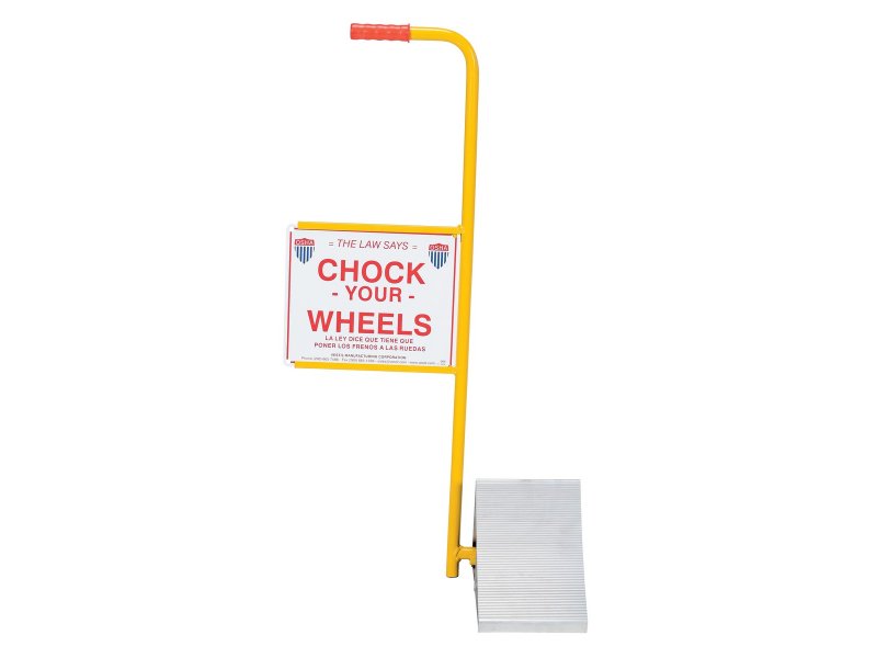 Vestil® Aluminum Wheel Chock with Handle and Sign