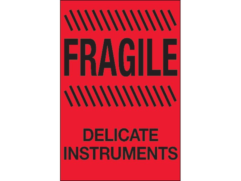Fragile - Delicate Instruments Fluorescent Red Labels