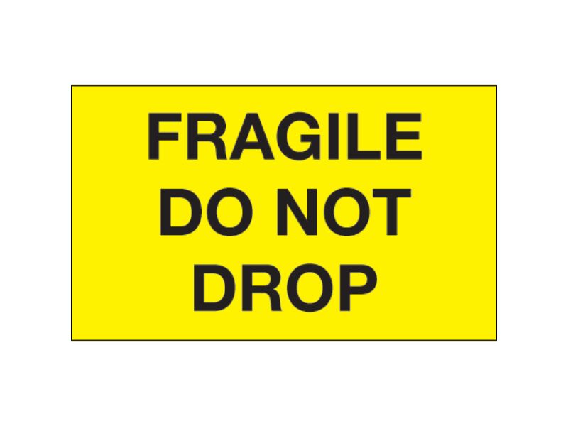 Fragile - Do Not Drop Fluorescent Yellow Labels