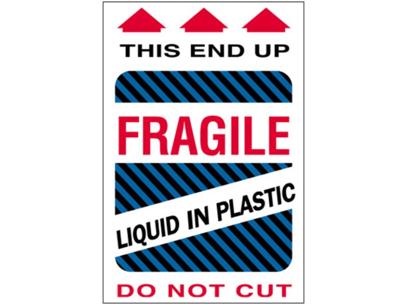 Fragile - Liquid in Plastic Labels