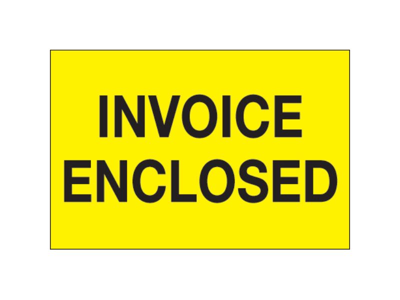 "Invoice Enclosed" Fluorescent Yellow Labels