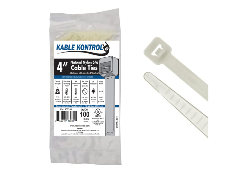 White Zip Ties | Clear & Natural Nylon Cable Ties - 4” to 60” | Kable ...