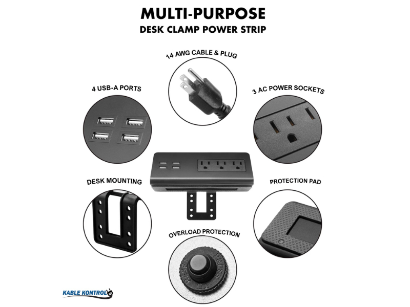 Kable Kontrol® Desktop & Bedside USB Power Strip