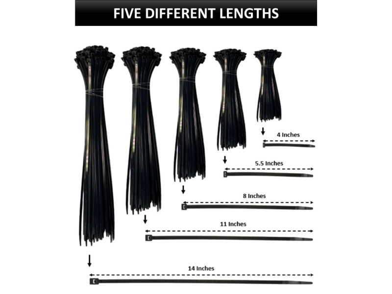 Kable Kontrol® Assorted Sizes Zip tie Kit | Multi Length Cable Tie Pack