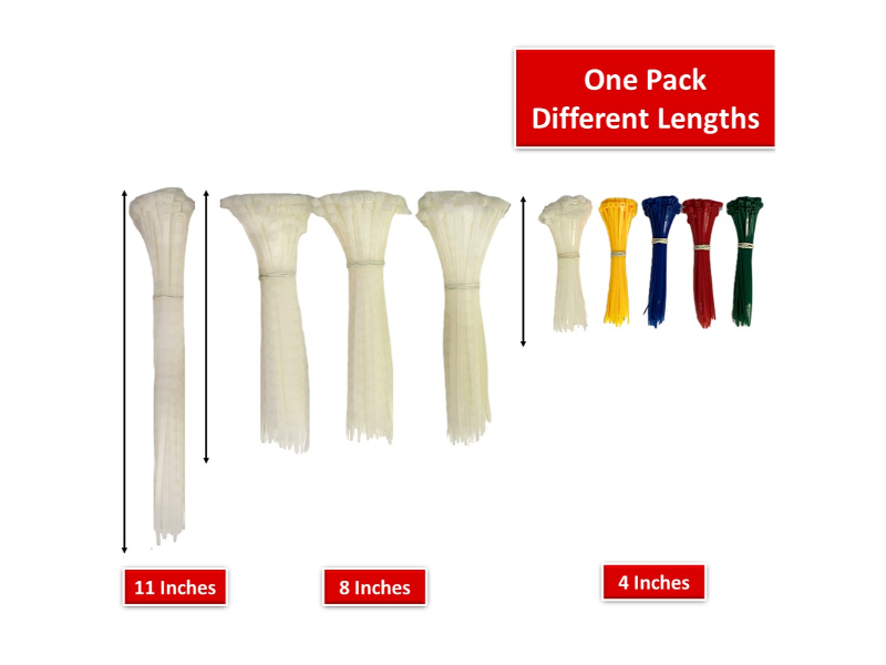 Kable Kontrol® Assorted Cable Zip Tie Kits - Multicolored & Multi-Length