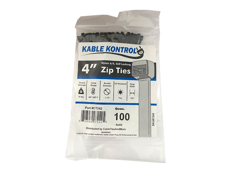 4 Inch Zip Ties | Nylon Cable Ties in Multiple Colors & Strengths