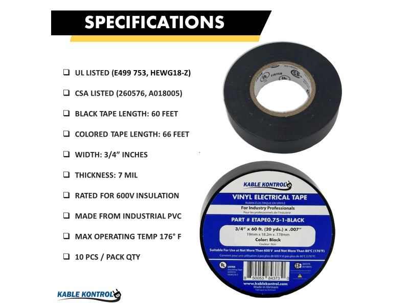 Kable Kontrol® PVC Electrical Tape | Colored Electrical Tape In Bulk