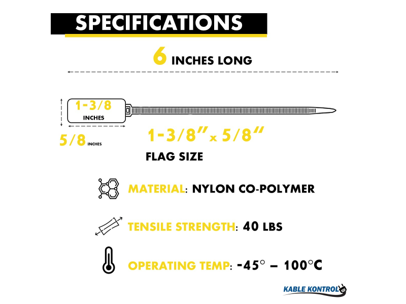 Kable Kontrol® Write On Narrow Flag Identification & Tamper Evident Zip ...