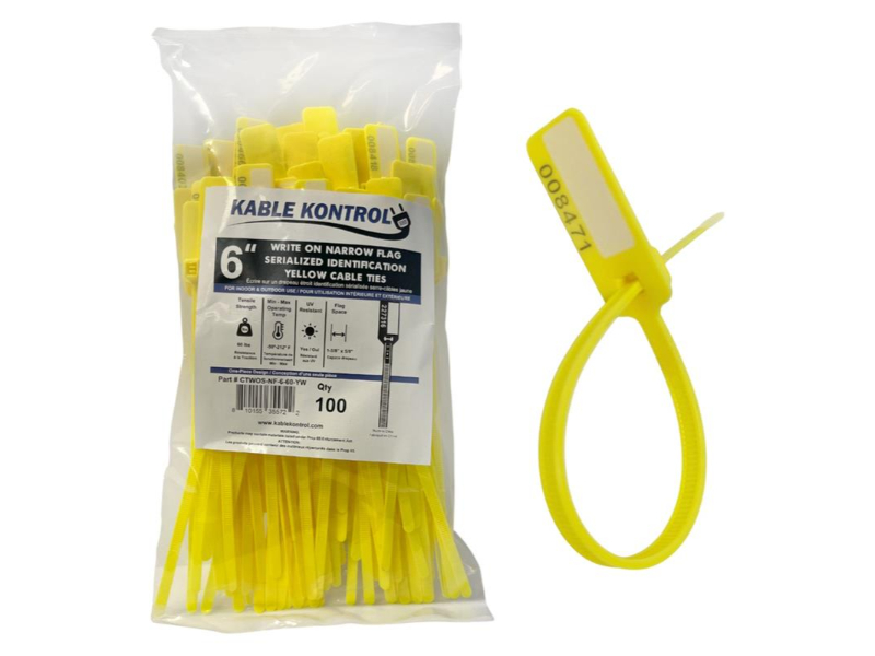 Serialized Flag Write-On Identification Cable Ties