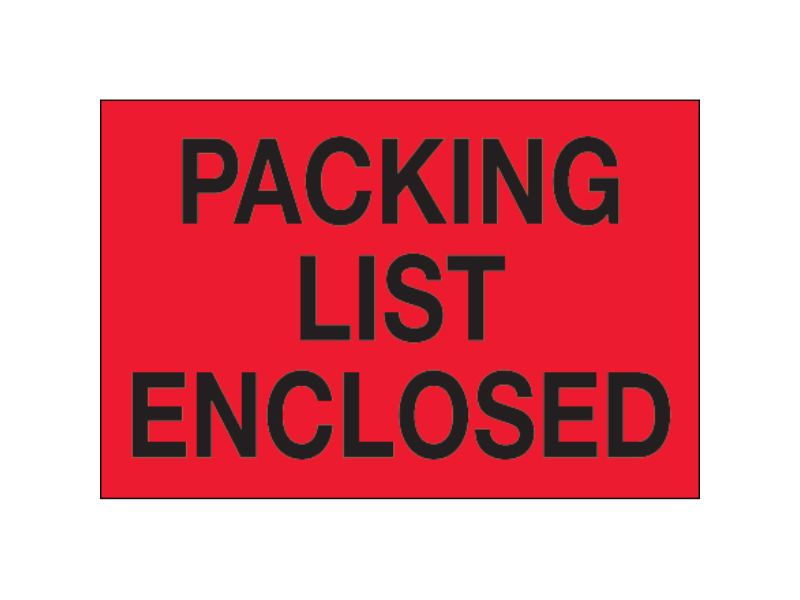 Packing List Enclosed Fluorescent Red Labels