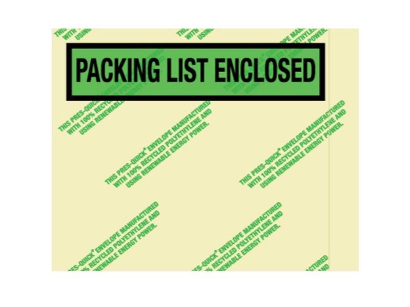 Pack Kontrol® Environmental Packing List Enclosed Envelopes