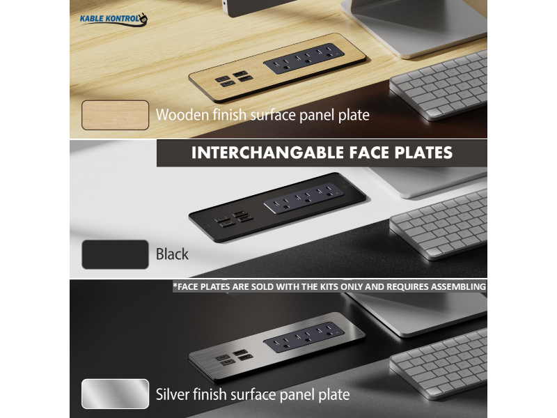 Flush Mount Desktop & Bedside Power Strip Outlet with USB C Port