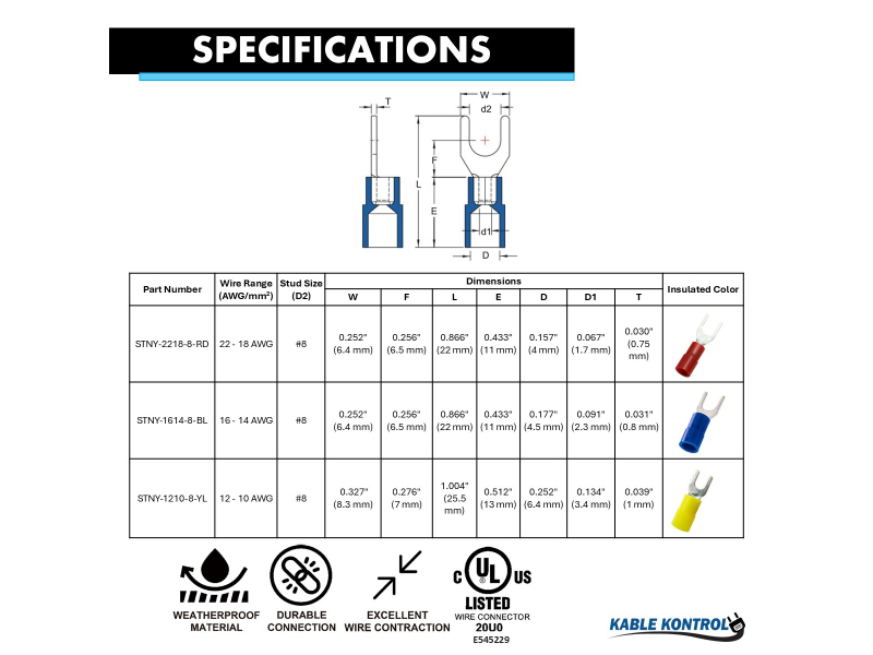 Nylon Insulated Spade Wire Terminal - Electrical Connector