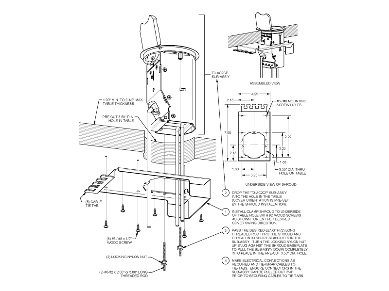 3.5" T3 Cable Pull Table Box - FSR®