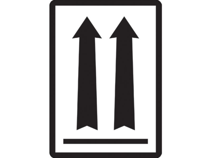 Two up arrows over black bar Labels