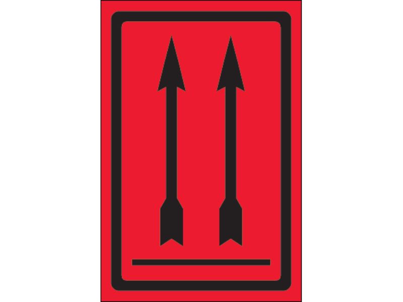 Two Up Arrows Over Bar Fluorescent Red Labels Features