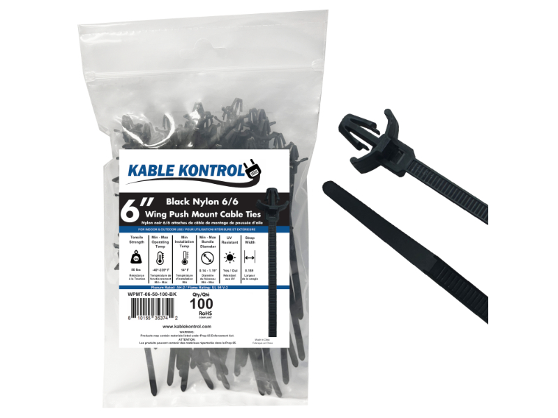 Push Mount Wing Cable Zip Ties | Weatherproof Cable Ties | Kable Kontrol®