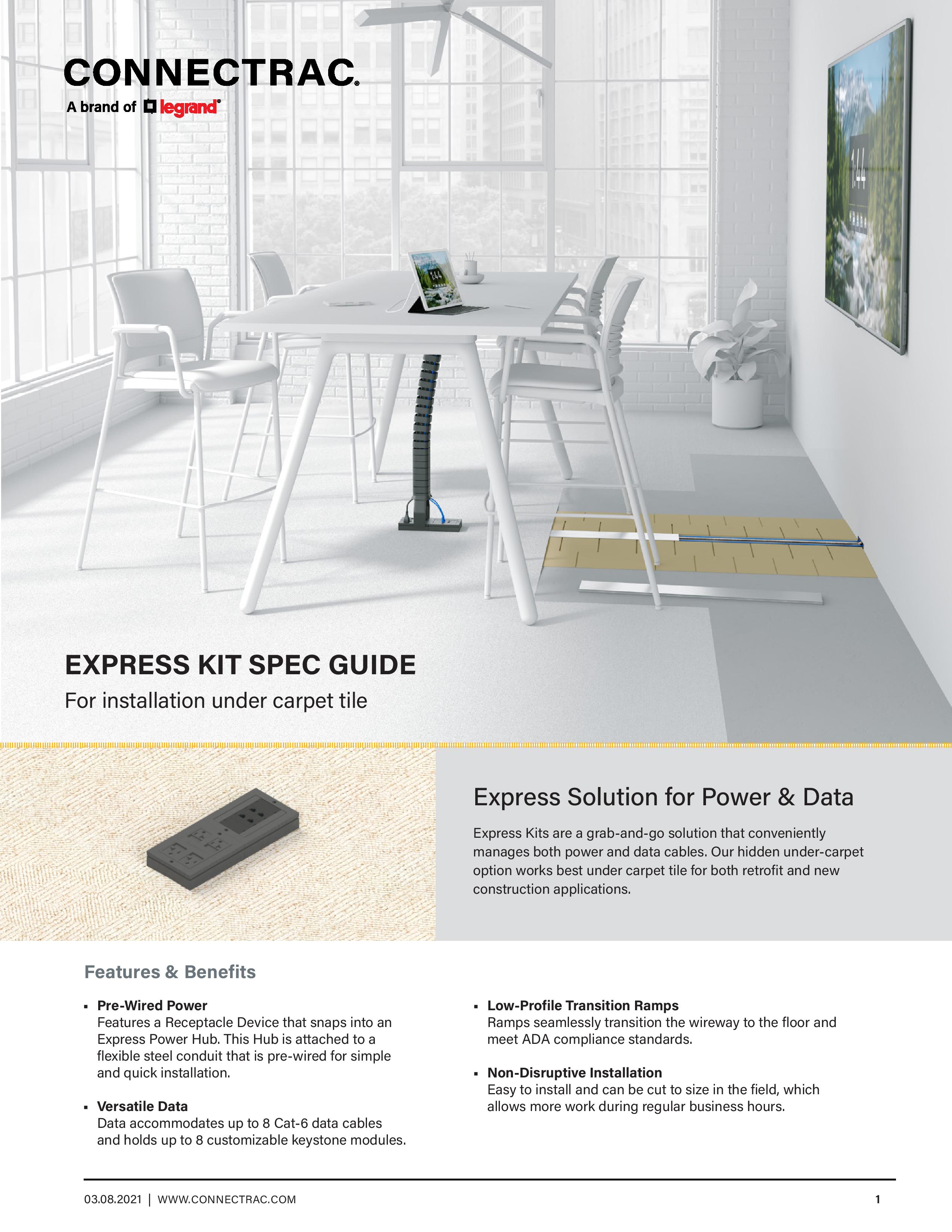 Connectrac® Express Powered Wireway - Under Carpet